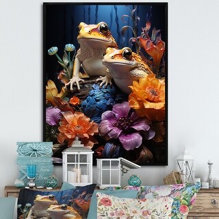 Designart "Fantasy Frog Kingdom I" Frogs & Toads Framed Wall Art Living ...